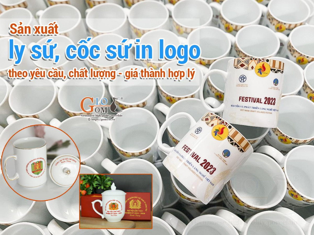 Sản xuất ly sứ cốc sứ in logo theo yêu cầu, chất lượng - giá thành hợp lý